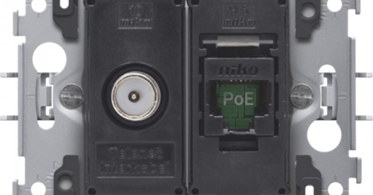 Niko sokkel coax + rj45 utp cat6 poe (Nr.: NIK170-66258)
