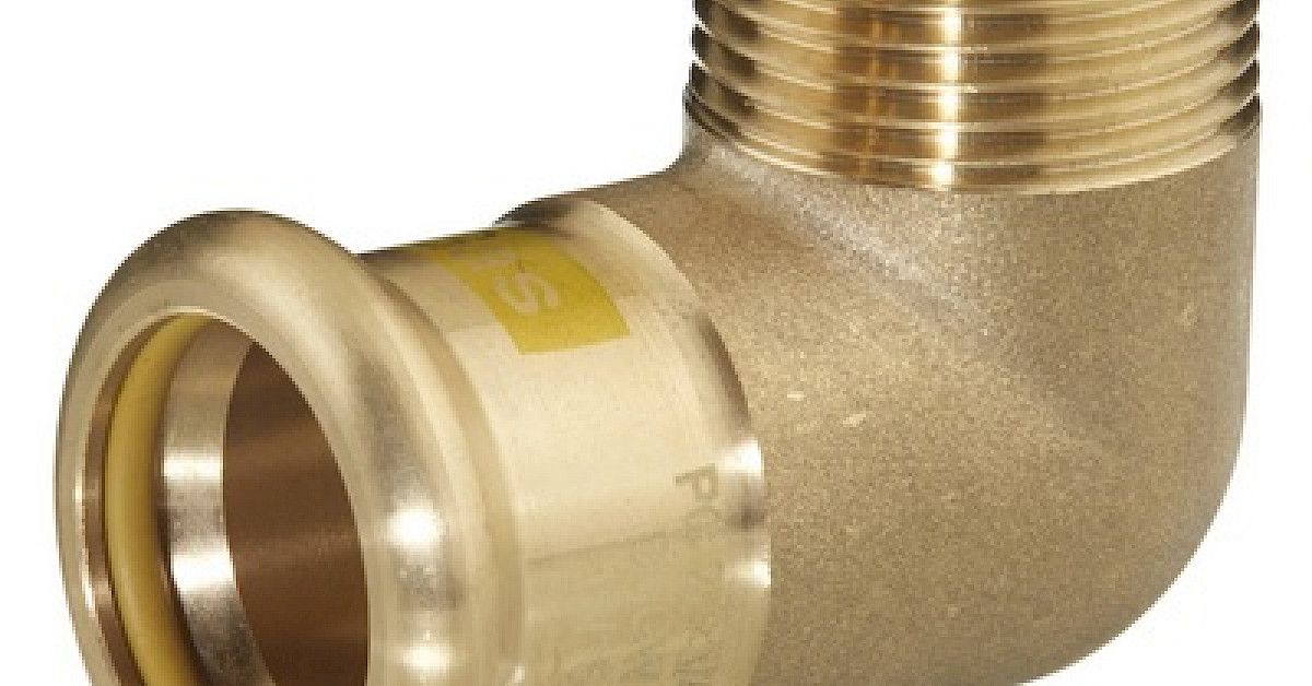 Persfitting koper gas bocht 90° Ø15x1/2" buitendraad