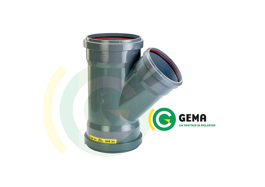 PVC riool grijs T-stuk of Y-stuk 45°-SN8-Benor gekeurd