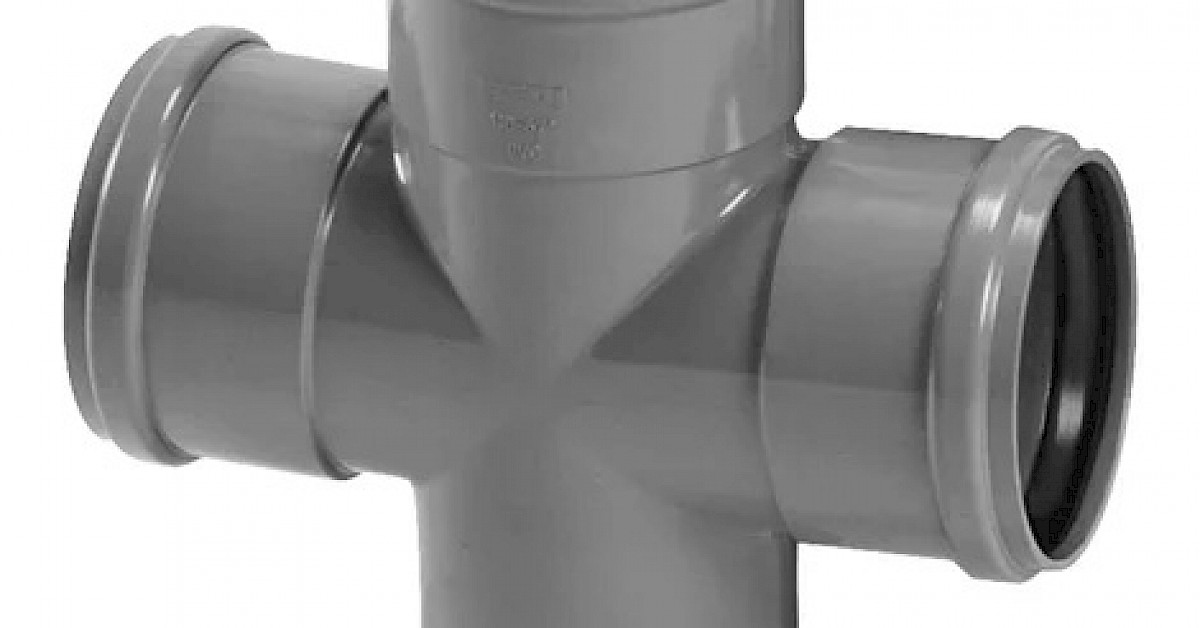 PVC riool grijs dubbel T-stuk 90°- Ø110mm -3x mof-1x spie- (Nr.: 30241701)