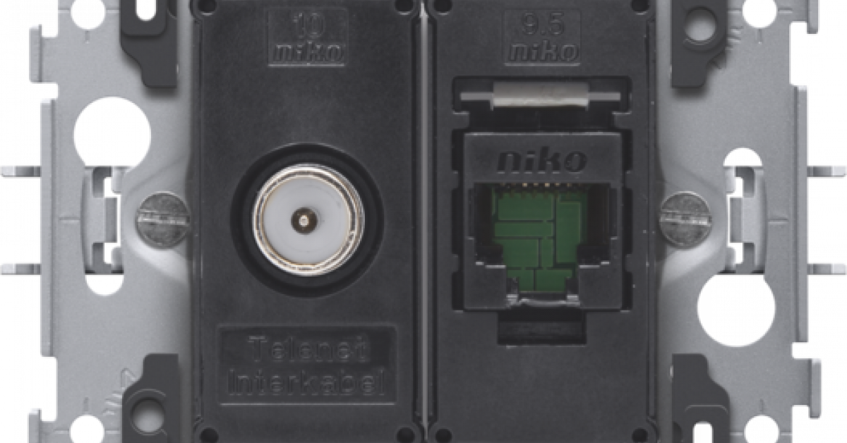 Niko sokkel coax + rj45 utp cat6 (Nr.: NIK170-65258)
