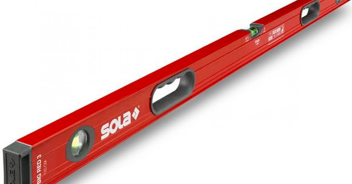 SOLA ALU WATERPAS BIG RED3/120, 120CM 3 LIBELLEN 0,50MM/M 2 HANDGREPEN